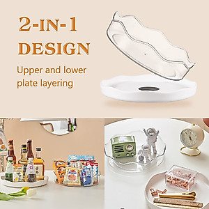 Lazy Susan Turntable Spice Rack Spinning Cabinet Organizer Rotating Condiment Tray Spinner for Pantry Kitchen Vanity Bathroom Jewelry Container Makeup Holder Cosmetic Storage (9 Inch)