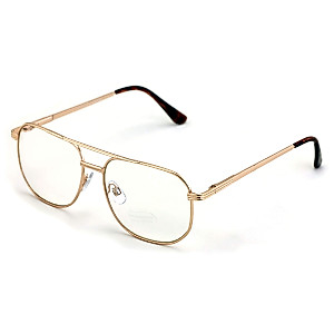 V.W.E. Metal Clear Len Glasses - Big Lens Spring Hinge Square Fashion Gold Gunmetal (Gold)