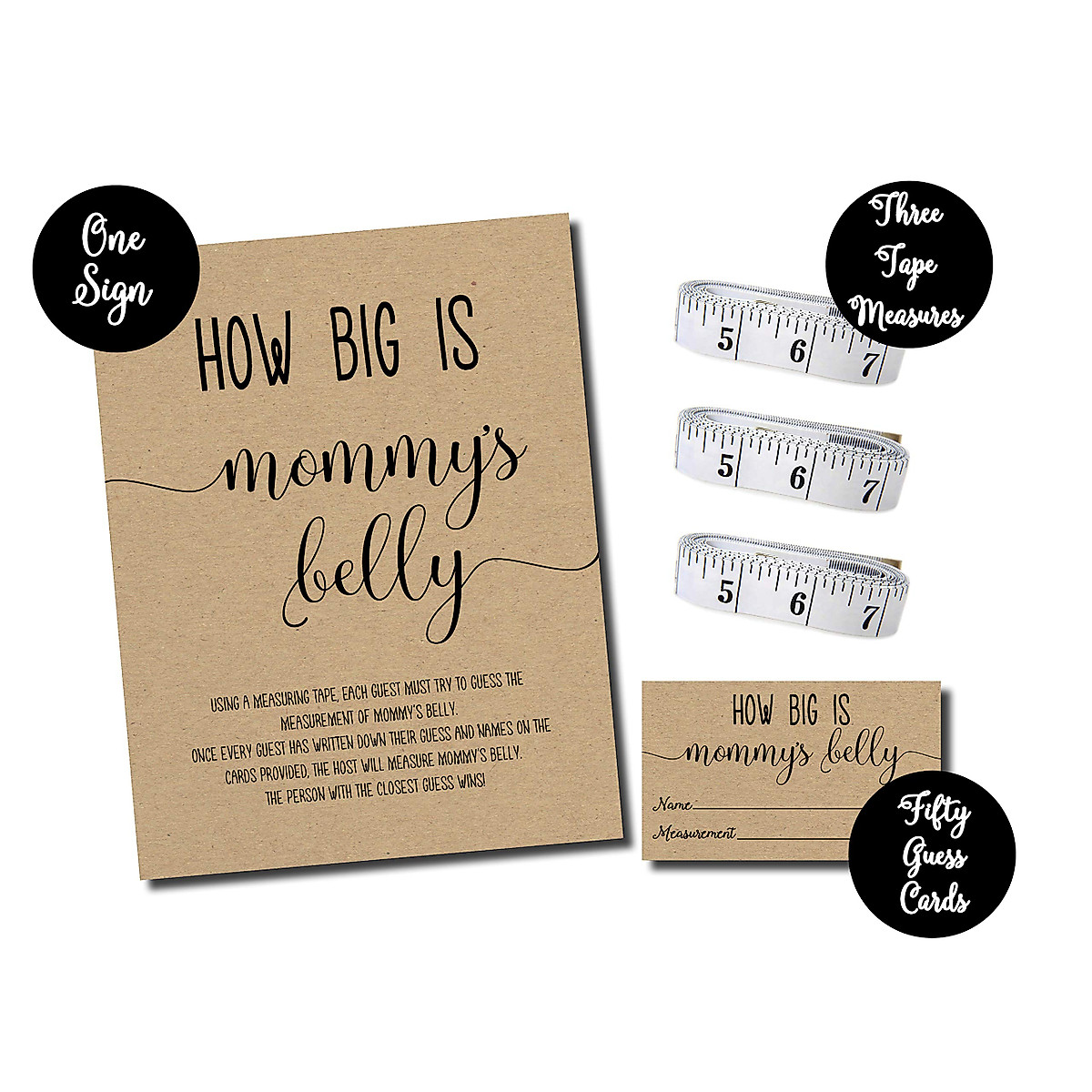 How Big is Mommy's Belly? Kraft (54 Pieces) Fun, Easy Baby Shower Game, Gender Neutral Unisex