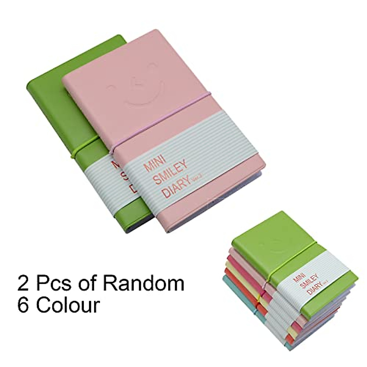 2 Pcs Random Colour Pocket Notebooks, 3x5 Inch Mixed Lined and Blank Paper Mini Order Notebooks With PU Leather Cover (2)