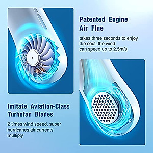 RANVOO [Lightweight but Powerful] Portable Neck Fan, Cooling Travel Fan, Hands-Free Ultra Lightweight Quier Bladeless Battery Operated Rechargeable For Outdoor Indoor Women Kids Men-White