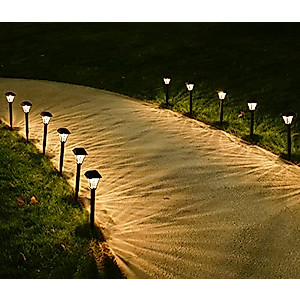 Dikeworf Solar Pathway Lights, 12 Pack Auto ON/Off Solar Garden Lights Outdoor IP44 Waterproof Solar Path Lights Landscape Decoration for Walkway Yard Lawn Patio(Warm White)