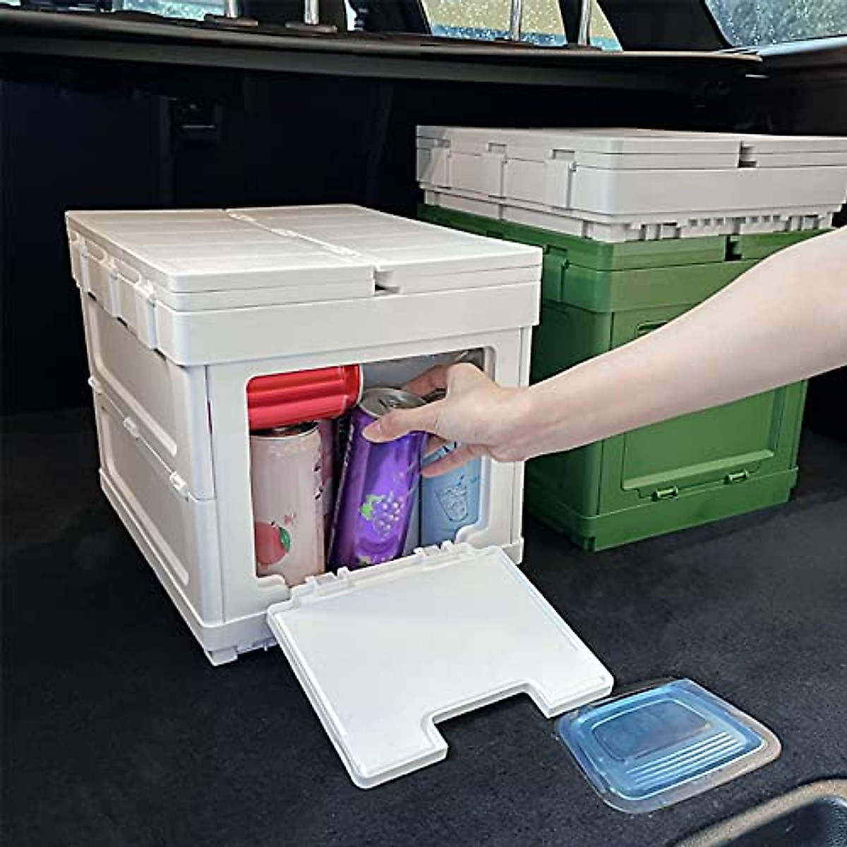 beyonday Portable Small Capacity Collapsible Storage Box with Lid for Indoor, Home Party, Picnic, Fishing, Multi-function Drinks Snacks Toys T-shirt Sorting Storage Container, 9.6''H, Green