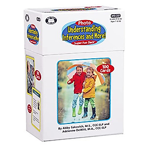 Super Duper Publications | Photo Understanding Inferences and More! Super Fun Deck | Critical Thinking Flash Cards | Great for Autistic Children | Ask Literal, Inferential, or Expansion Questions