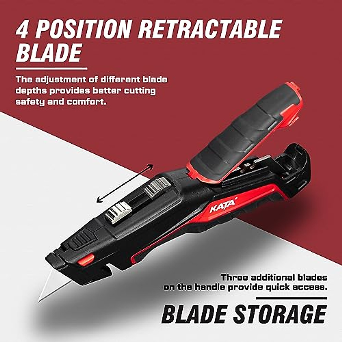 KATA 2-Pack Heavy Dudy Utility Knife Box Cutter Retractable Blade Folding Knife Set, 10pcs SK5 Sharp Blades In Case for Box, Cardboard and Carton