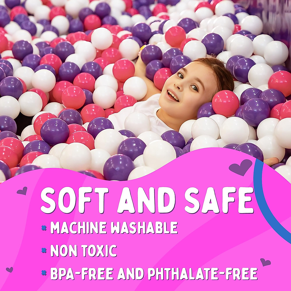 Playz 50 Mini Ball Pit Balls - Princess Edition - Soft, Plastic Mini Play Balls - Small, No Sharp Edges, Super Safe, Phthalate & BPA Free