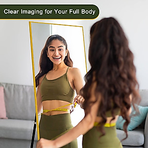 NicBex Full Length Mirror, 60" x 20" Wall Mirror Full Length Wall Mounted Mirror Aluminum Alloy Frame Dressing Mirror for Bedroom/Living Room/Dorm Room Floor Mirror with Stand,Gold