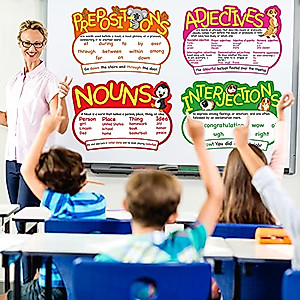 10 Pieces Parts of Speech Poster Grammar Poster Educational Grammar Cutouts Bulletin Board Set for Student Classroom School, 16.5 x 11.5 Inches