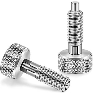 Hand Retractable Spring Plunger with Knurled Handle Stainless Steel Lock M6 Quick Release Pins, 1/4''-20 Thread Size 0.500'' Thread Length, No Patch (Silver, 2 Packs)