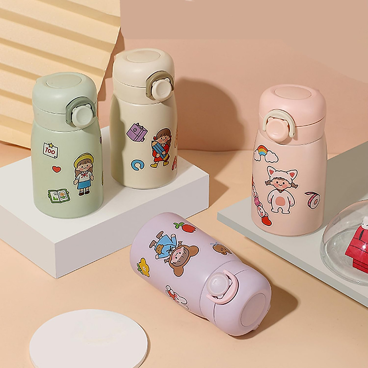 Jocoiot 17 oz Water Bottle Stainless Steel Thermos - Insulated Vacuum, Leak Proof, Keeps Drinks Hot/Cold - Ideal for Coffee, beverage, Water - Pink