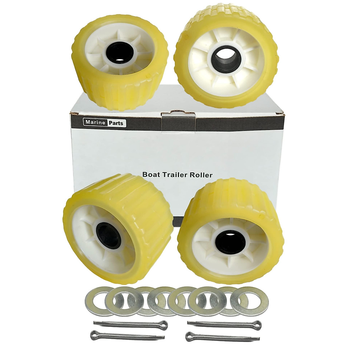 GHmarine 3" Width x 5" OD Boat Trailer Rollers Poly Ribbed Wobble Mounting Hole Diameter 1-1/8"