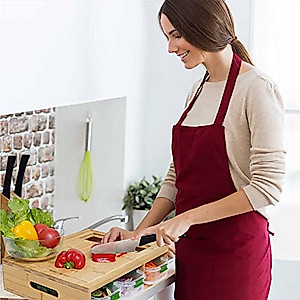 Bamboo Cutting Board with Containers, Lids, Graters, Extra Large Kitchen Cutting Board Set with Stackable Trays for Meal Prep & Storage, Chopping Board with Juice Groove, Easy-grip Hollow Handle