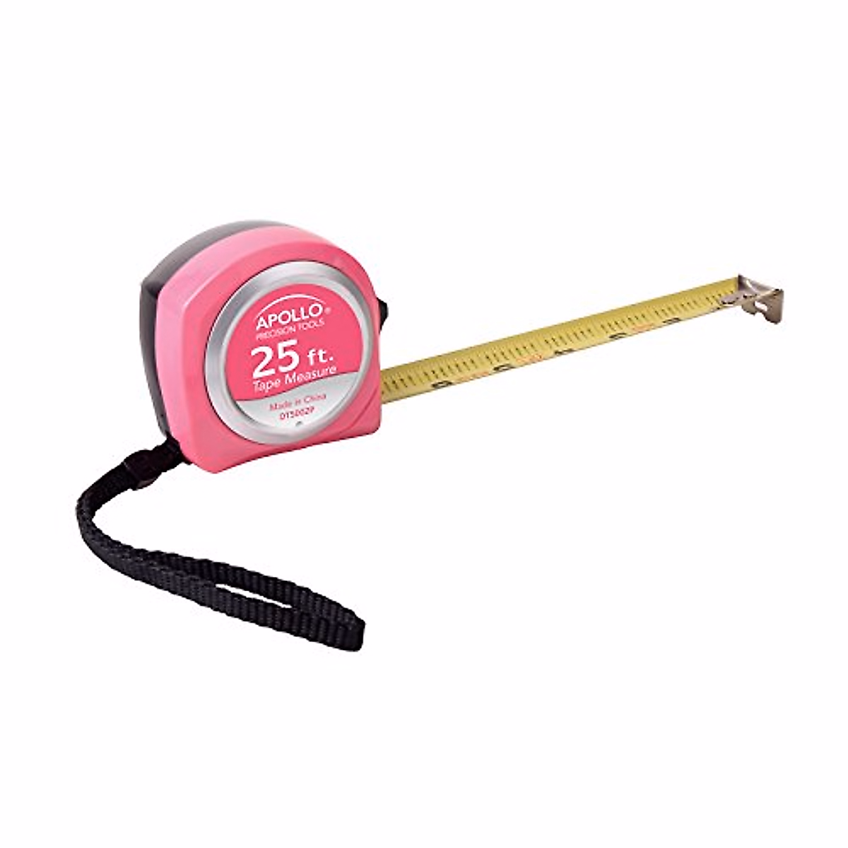 Apollo Tools Measuring Tape, 25 Foot Tape Measure with Retractable Blade, Fraction Markings, 1 Inch Nylon Blade, 8 Foot Standout, Lock Button and Belt Clip - Pink Ribbon - Pink - DT5002P