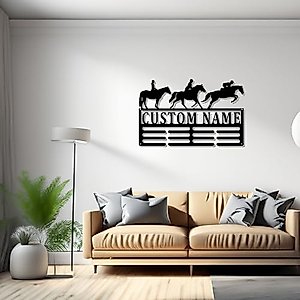 Custom Equestrian Medal Holder Light, Personalized Equestrian Player Name Medal Hanger, Equestrian Medal Display Awards Sign, Equestrian