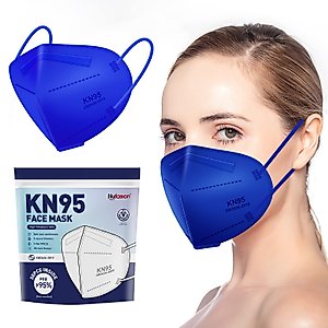 Nufasion KN95 Face Masks for Adults - 30pcs Cup Safety Disposable KN95 Masks Breathable 5-Layer Filtration rate ≥95% Comfortable Wide Elastic Ear Loop KN95 Mask Blue for Daily, Travel Protection