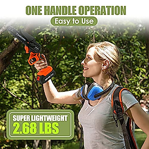 Mini Chainsaw 6 Inch Cordless, Zeeksaw Super Power Hand Chain Saw with Battery, 1 Hour Run-Time Electric Chainsaw Cordless, Small Handheld Chainsaw Battery Powered, Electric Mini Chain Saw - Tree Wood