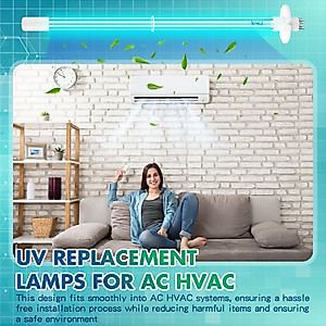 Qualirey 2 Pcs 14" UV Light Replacement Bulb 4 Pin Base UV Lamp 18W UV Light for AC 254NM UV Light 24V, 120V and 220V UV Light Bulb House UV Replacement Bulb for AC HVAC