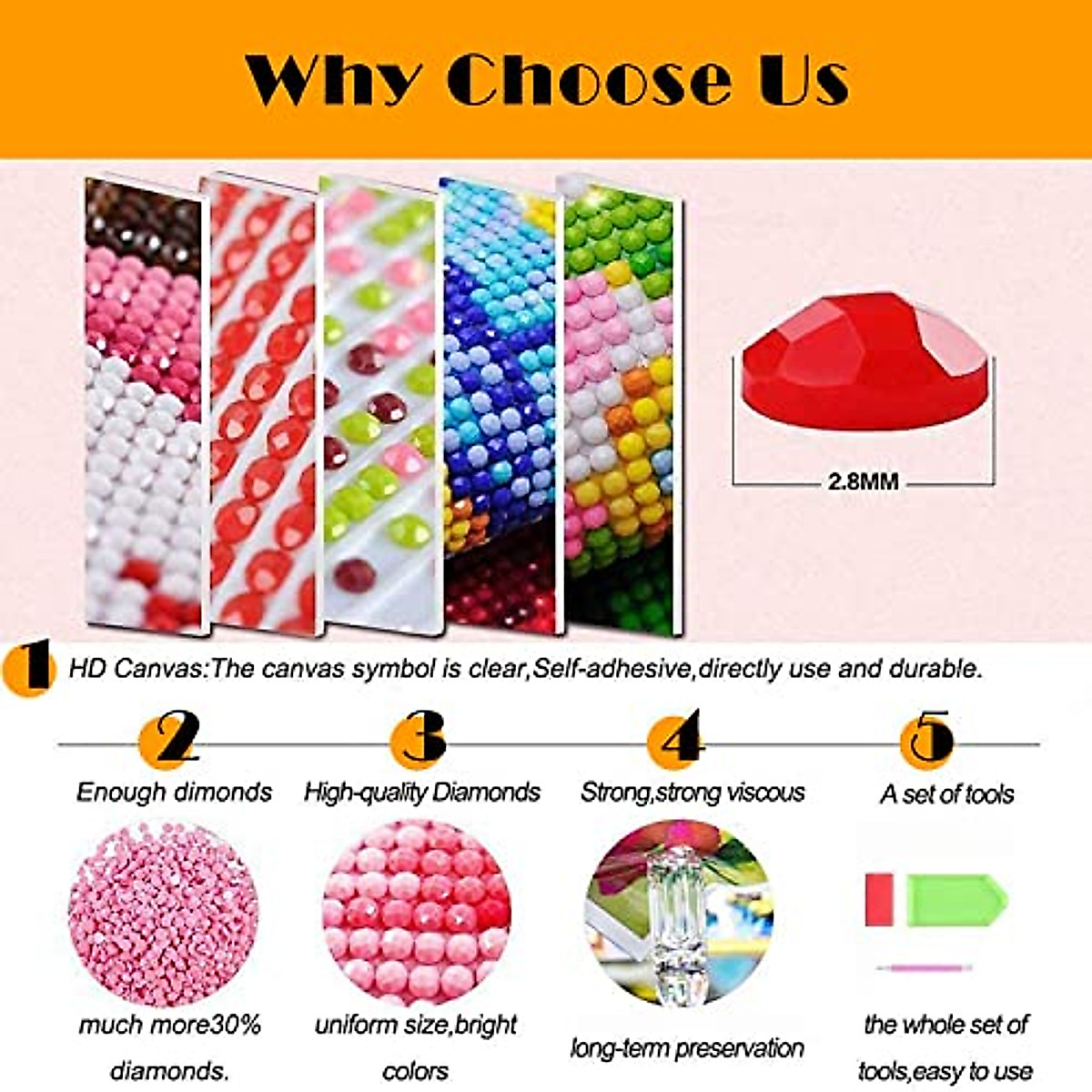 Youtheart Diamond Diamond Cars Diamond Art Kits, 5D Full Drill Cross Stitch Embroidery Kit