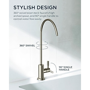 FORIOUS Water Filter Faucet, Drinking Water Faucet Fits Most Reverse Osmosis and Water Filtration System for Kitchen Bar Sink, Lead-Free Stainless Steel Reverse Osmosis Faucet, Non-Air Gap RO Faucet