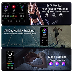 Choiknbo Smart Watch Make/Answer Call for Android iOS Phones 1.9'' Fitness Tracker with Heart Rate Blood Pressure SpO2 Sleep Monitor IP67 Bluetooth Receive SMS Messages Sport Step Activity Trackers