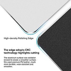 JEDIA Mouse Pad, Silver Premium Hard Metal Aluminum Mousepad, Double Side Waterproof Ultra Smooth Mouse Pad for Fast and Accurate Mouse Control for Office and Gaming, 9.4 x 7.9inch