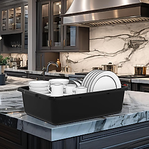 Julyeen 4 Pack 32 L Commercial Restaurant Bus Tubs, Large Plastic Bus Box, Black