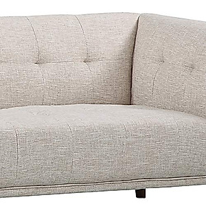 Armen Living Hudson Sofa in Beige Linen and Walnut Wood Finish