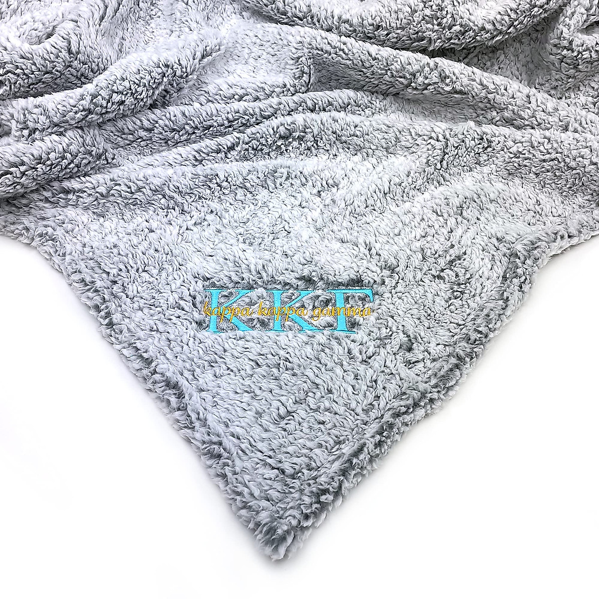 Go Greek Chic Kappa Kappa Gamma Embroidered Sherpa Fuzzy Throw Blanket