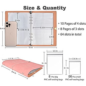 ChezMax Jewelry Organizer, Jewelry Storage Book with Pockets, Foldable Earrings Travel Album, PU Leather Accessories Holder Booklet for Necklace Rings (64 Grids+64 Anti-Oxidation PVC Bags) Pink