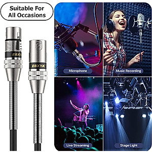 EBXYA XLR Cables 100 Feet 2 Packs, XLR Male to Female Balanced 3 Pin Metal Spring Microphone Cable Compatible with Mixers, Speakers, Amplifiers, Mic