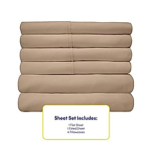 Sweet Home Collection 6 Piece 1500 Supreme Collection Brushed Microfiber Deep Pocket Sheet Set-2 Extra Pillow Cases, Great Value, Rv Short Queen, Taupe