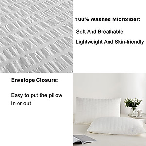 DuShow California King Duvet Cover White,3 Pieces Seersucker Duvet Cover Set,Soft Breathable Textured Cal King Bedding Set,Oversized King Comforter Cover Set for All Season