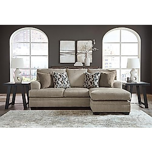 Signature Design by Ashley Stonemeade Casual Right-Arm Facing Sofa Chaise with 4 Toss Pillows, Light Brown