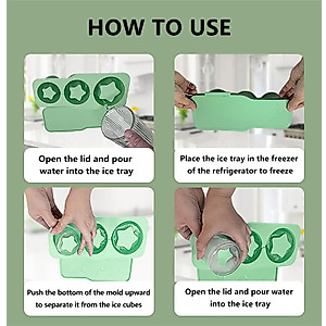 Ice Cube Tray for Stanley Tumbler Cup,Silicone Ice Cube Molds with Lid Cylinder, 30-40 oz Tumbler Ice Mold for Chilling Cocktails, Coffee, Drinks, Whiskey, Easy Fill and Release Ice Maker (green)