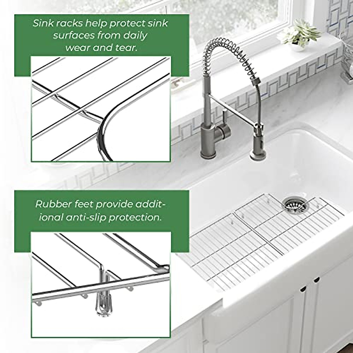 6639-ST Kitchen Bottom Basin Sink Rack for Kohler Whitehaven K-6488 and K-6489 304 Stainless Steel Sink