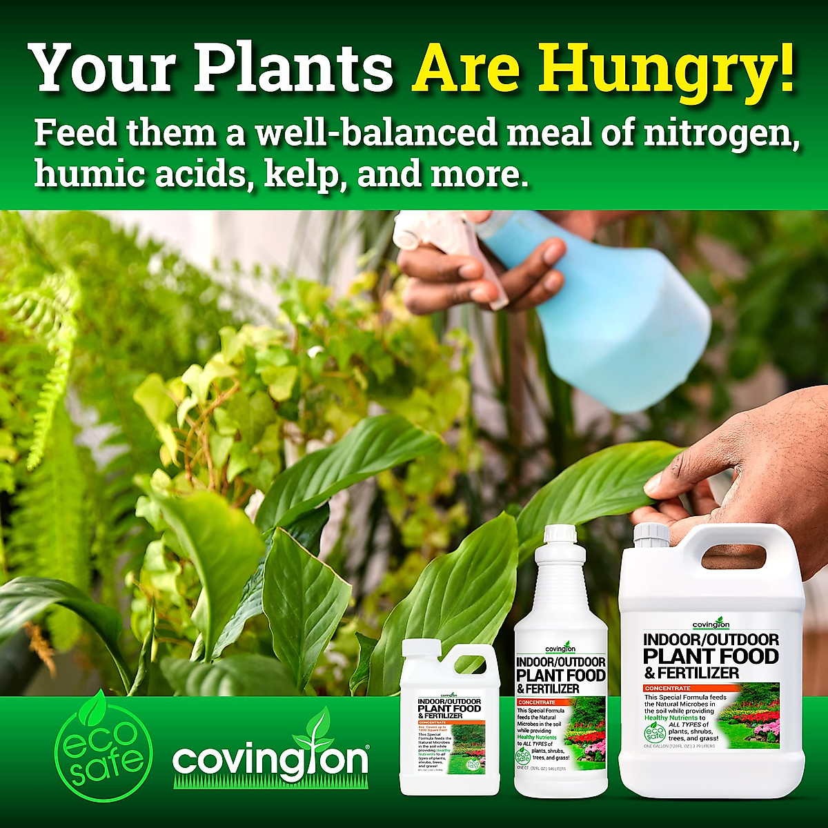 Plant Food & Fertilizer Liquid Concentrate – 8 Oz. Organic Liquid Fertilizer for Vegetables, Fruits, Flowers, and Trees – Year-Round Indoor or Outdoor Organic Plant Fertilizer by Covington Naturals