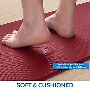 StepLively Kitchen Mat, 2 PCS Kitchen Rugs, Cushioned Kitchen Mats for Floor, Anti-Fatigue Mat, Kitchen Rug Set, Non-Skid Standing Mat for Kitchen, Office, Sink, 17.3"×30"+17.3"×47", Red