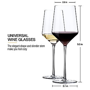 White Wine Glasses Set of 4- Modern Crystal Hand Blown Wine Glass-15 oz,Thin Rim,Long Stem,Perfect for Red or White,Daily Use,Unique Wedding Anniversary or Birthday Gift