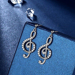 Beautlace Women's Musical Note Stud Earrings Silver Plated Treble Clef Music Note Earring Jewelry Gifts for Music Lover KE0027W