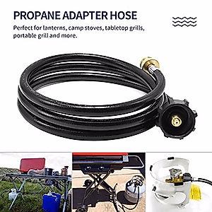 DUZFOREI Propane Adapter Hose Connects 1lb Portable Appliances to 20lb Compatible with Weber Q1200 Q1000 Gas Grill Propane Stove (6 FT)