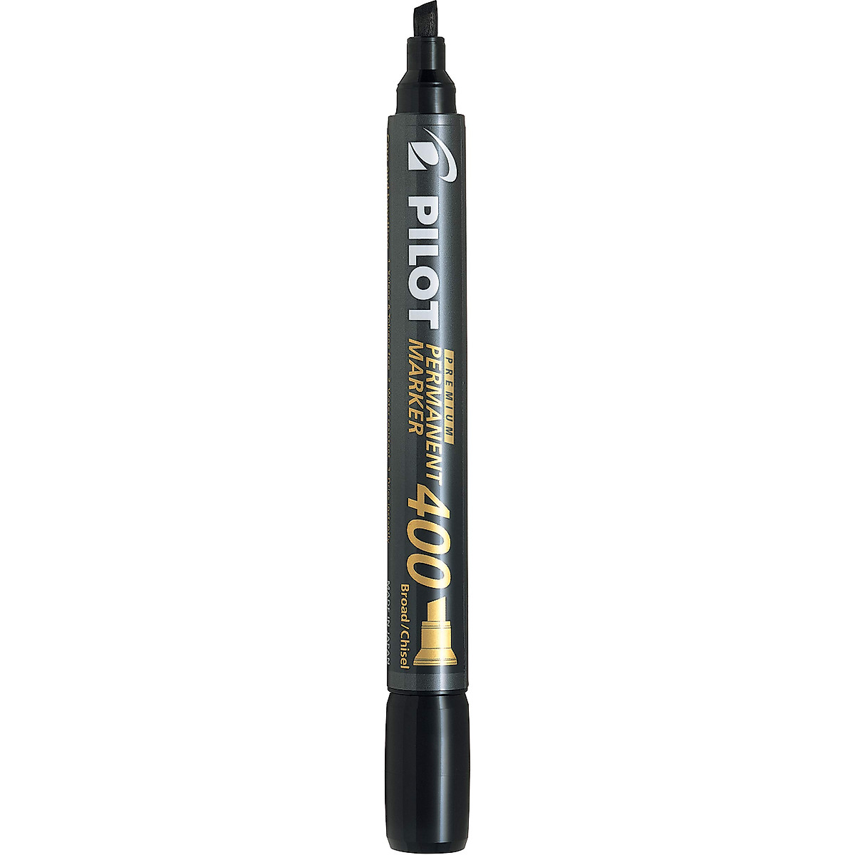 PILOT Premium 400 Permanent Markers, Broad Point Chisel Tip, Black Ink, Box of 12 (SA4-BLK)