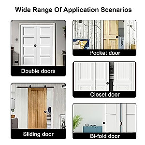 Round Pocket Door Lock with Keys - Recessed 2 Sided Handle Hardware for Privacy Barn Door and Sliding Door with Latch - Fits 1 3/8” to 2 3/16” Thickness Door (Black-Entry, 1 Pack)
