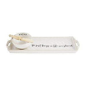 Mud Pie Dip and Tray Set, Cream, Tray 4 1/2" x 14 1/2", 50