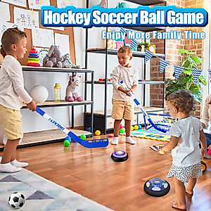 Hover Soccer Ball Set for Kids, 4-in-1 Hover Hockey Bowling Set, Rechargeable Floating Air Soccer Ball w/Led Lights for Indoor Outdoor Sports Game Toys Gifts for Kids Boys Girls Ages 3 4 5 6 7 8-12