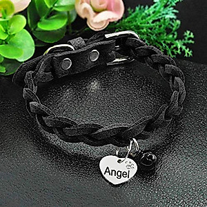 Leather Dog Collar Braided Dog Puppy Cats ID Collar with Name Personalized Engraved for Small Medium Dogs Free Bell (Color : Blue Size : XS Code)