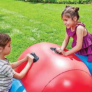 Hearthsong Large Inflatable Seesaw Rocker for Two, 60”L x 35”W x 24”H, Multicolor, Wide Front Handles with Backrest, Heavy-Duty Vinyl, Holds Up to 75 Lbs. Per Seat