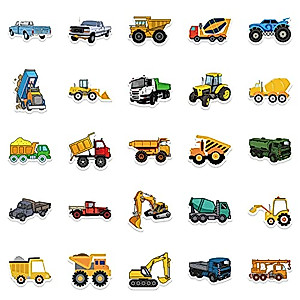 50pcs Transportation Vehicle Truck Stickers Decals for Kids Toddlers Boys Girls, Cartoon Vehicle Vinyl Stickers for Water Bottle Laptop Skateboard Car Helmet Luggage, Perfect Party Favors and Supplies