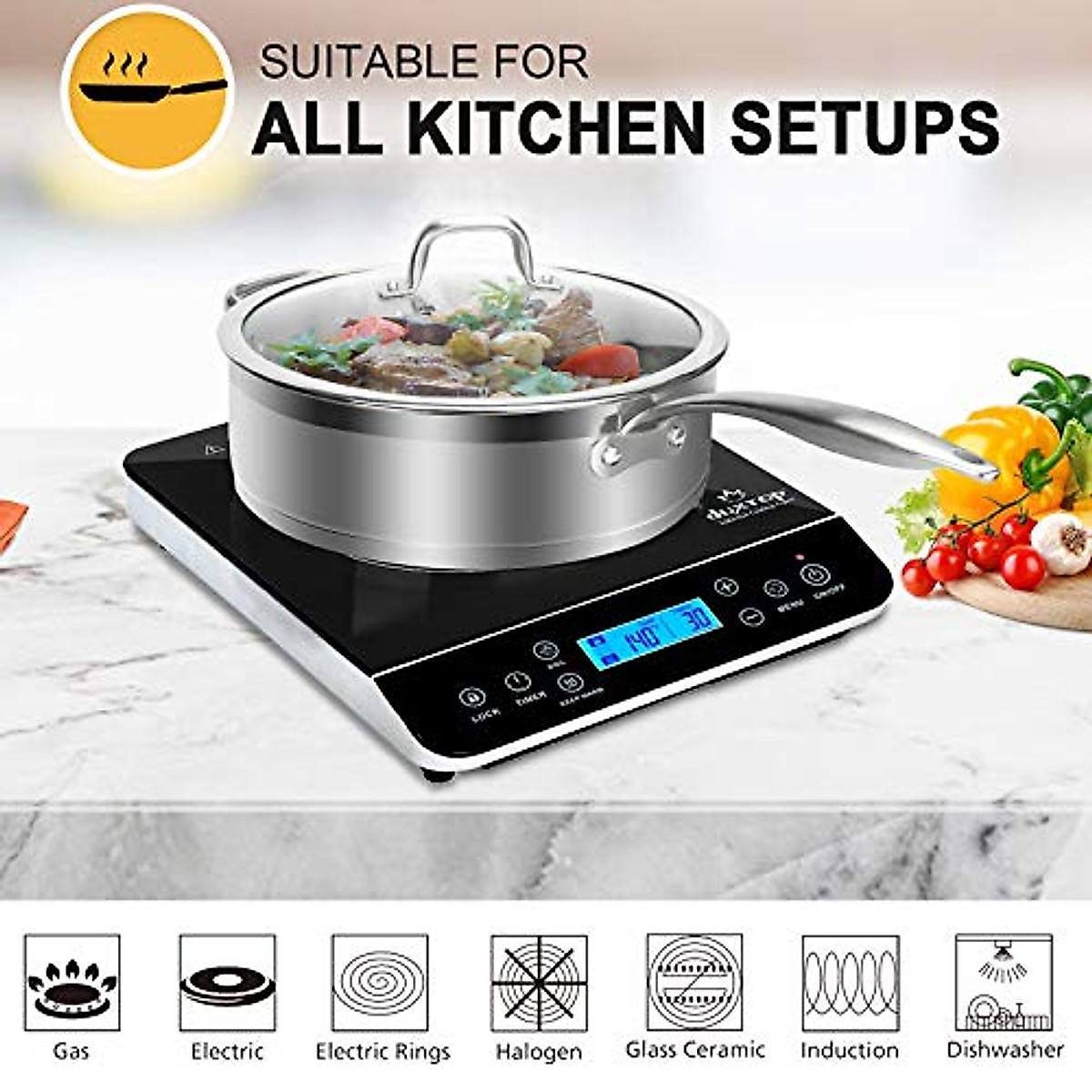 Duxtop Professional Stainless-steel Induction Ready Cookware Impact-bonded Technology (5.5 Qt Saute Pan)