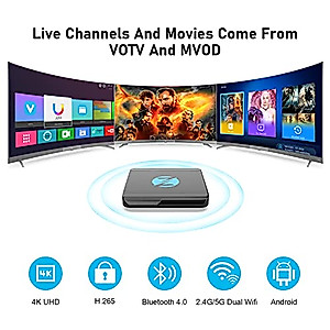 IPTV Box with 10000+ Channels Sports,Kids,News,Movies,Series,24/7 Live Channels and More,4K 2GB RAM 16GB ROM Supports Dual Band Wi-Fi&Bluetooth
