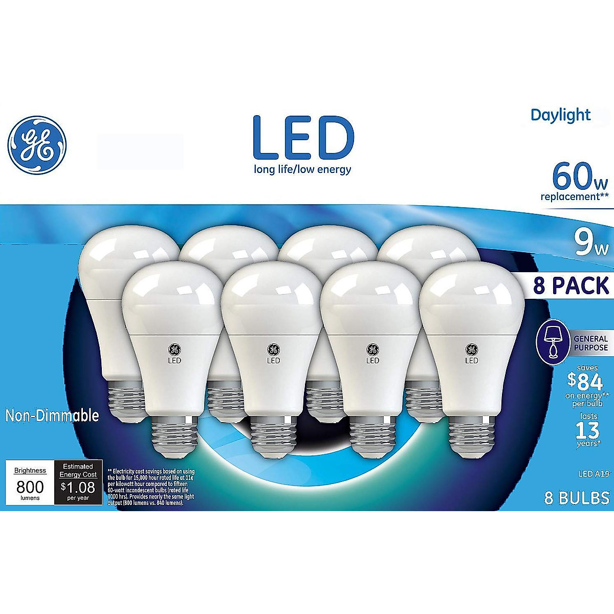 GE 60W Replacement Daylight LED 8 Pack (16 Pack, Daylight)